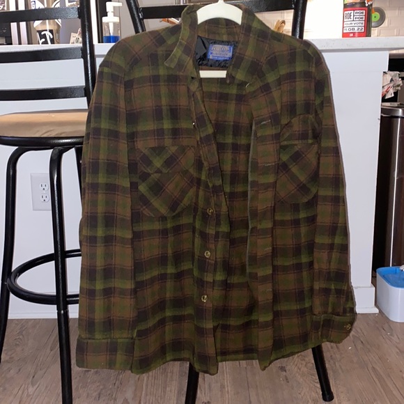 Pendleton | Shirts | Vintage Thirfted Pendleton Mens Xl Green And Brown Flannel Shirt | Poshmark